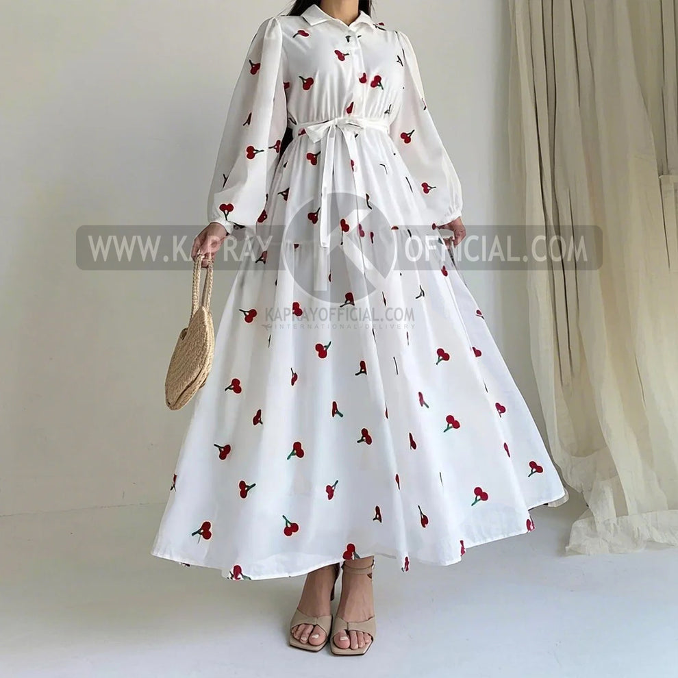 Turkish Cherry Embraided Frock – Kapray Official